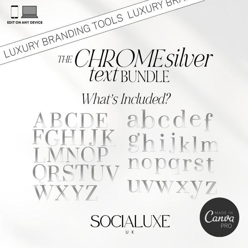 Silver Chrome Metallic Text Png Edit in Canva Silver Letters Metallic ...