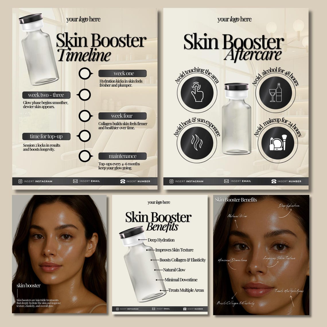 Clinic Skin Booster Instagram Templates | Editable Canva Posts - Etsy