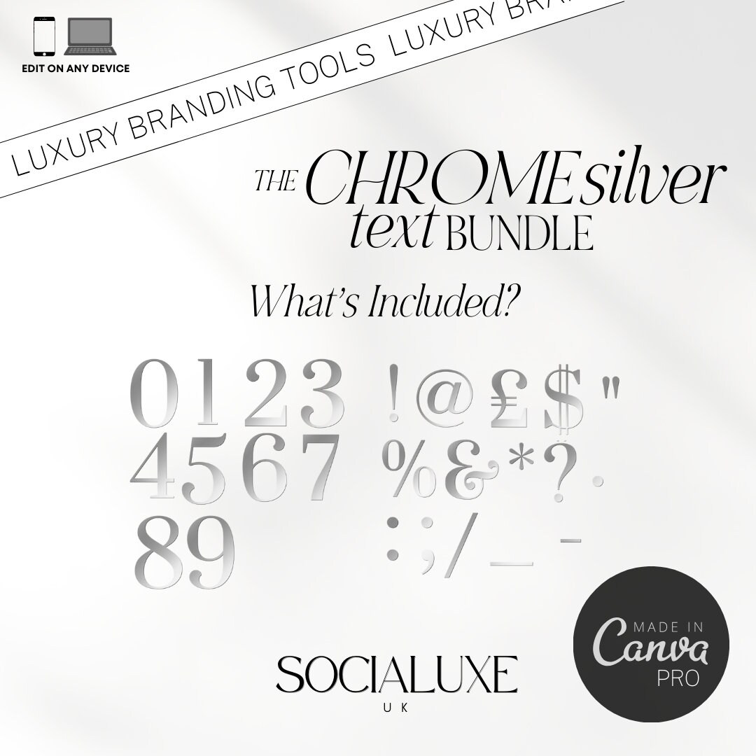 Silver Chrome Metallic Text Png Edit in Canva Silver Letters Metallic ...