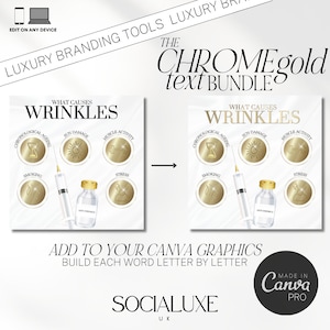 Gold Chrome Metallic Text Png Edit in Canva | Gold Letters | Metallic ...