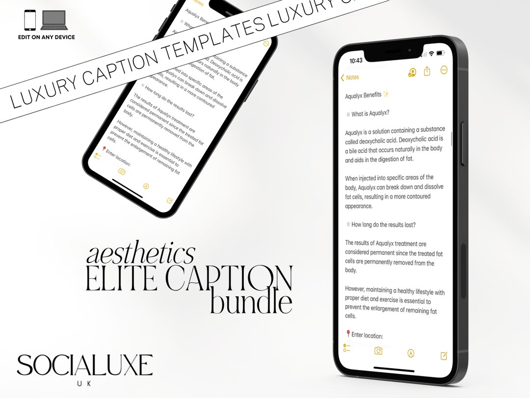 50 Aesthetics Practitioner Instagram Caption Bundle | Social Media ...