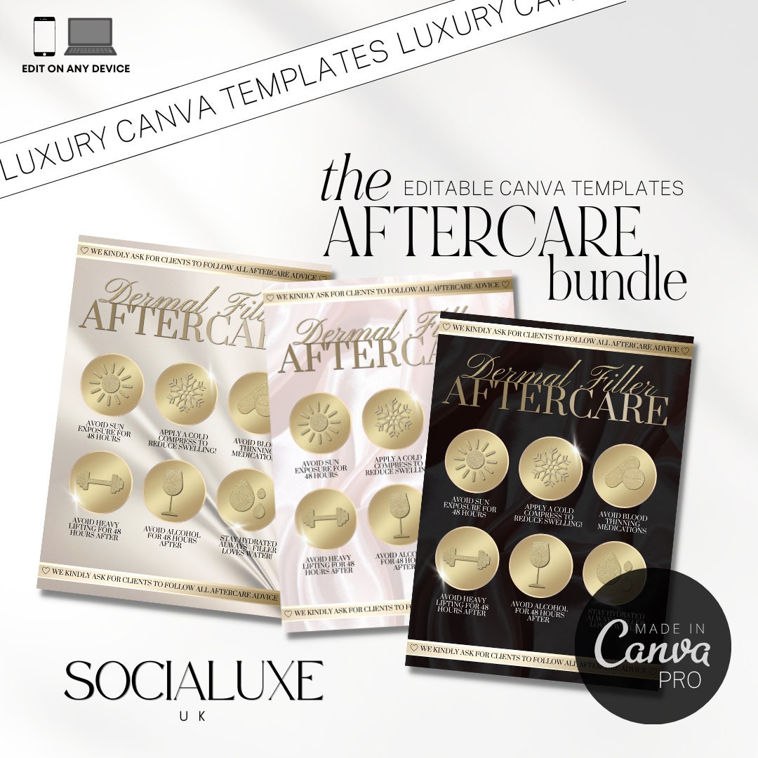 Gold Botox and Filler Aftercare Flyer Nurse Injector Template Medspa ...