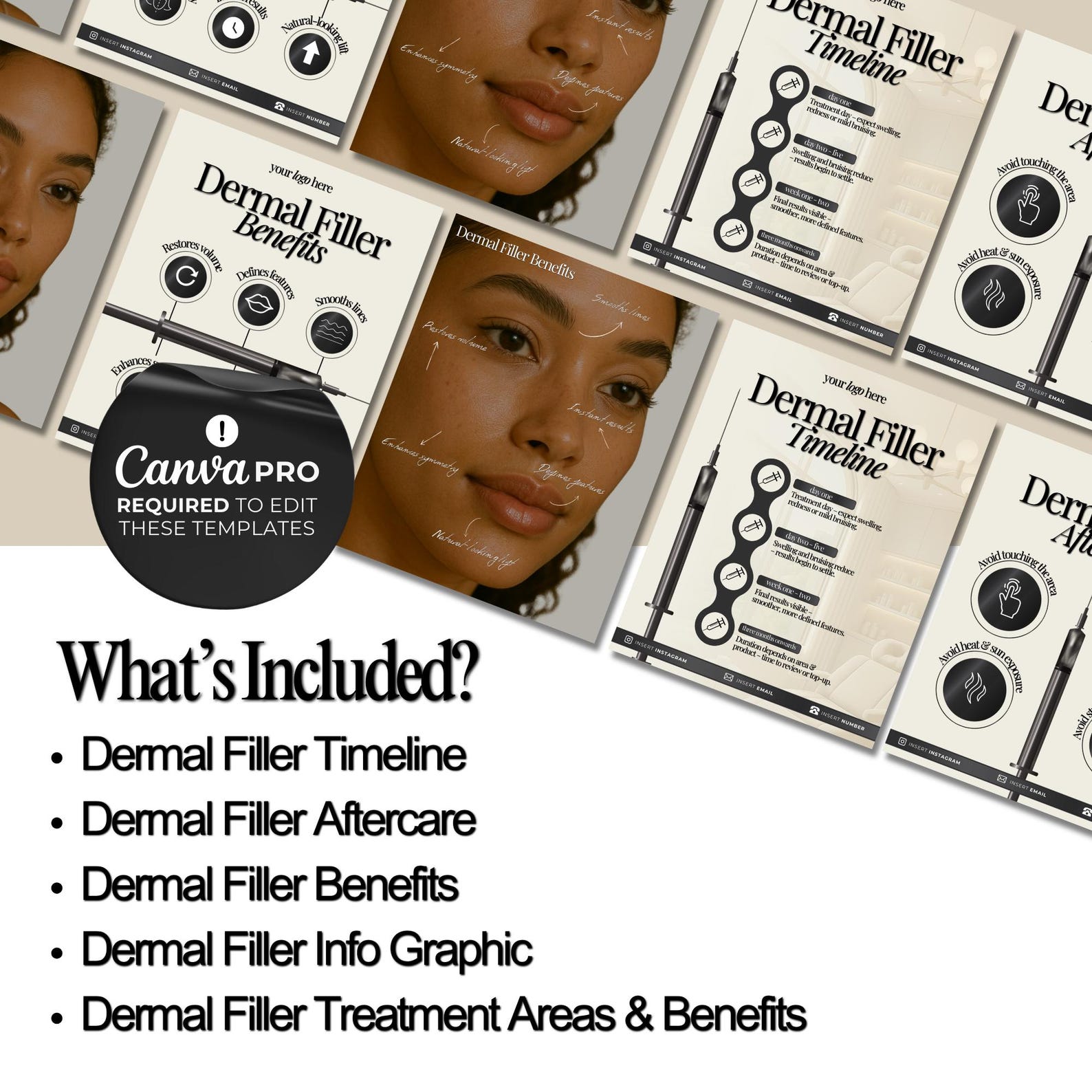 Dermal Filler Instagram Templates | Clinic Canva Posts (canva Pro) - Etsy