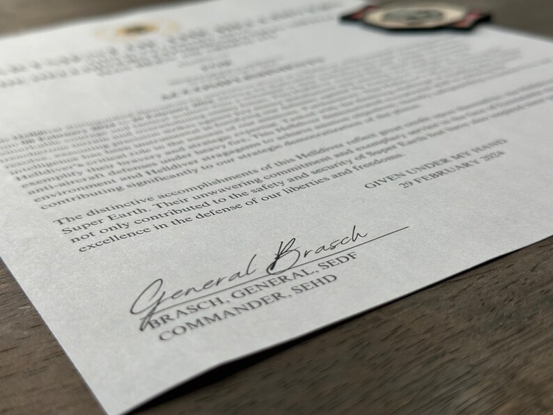 Helldivers 2 Collectible Medal Set Featuring Commendation Letter From ...