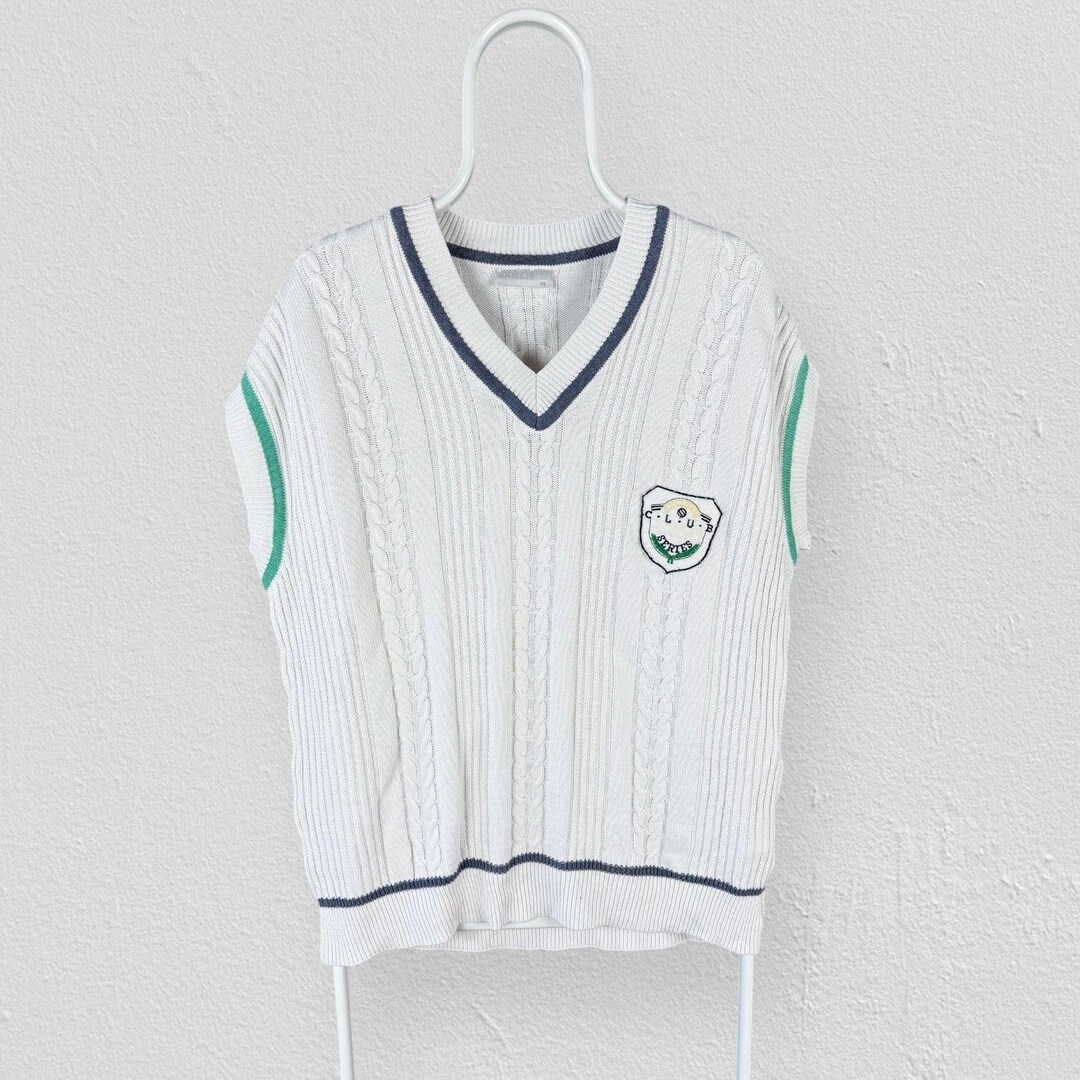 Vintage Adidas Originals Golf Cable Knit Sleeveless Vest Jumper White ...