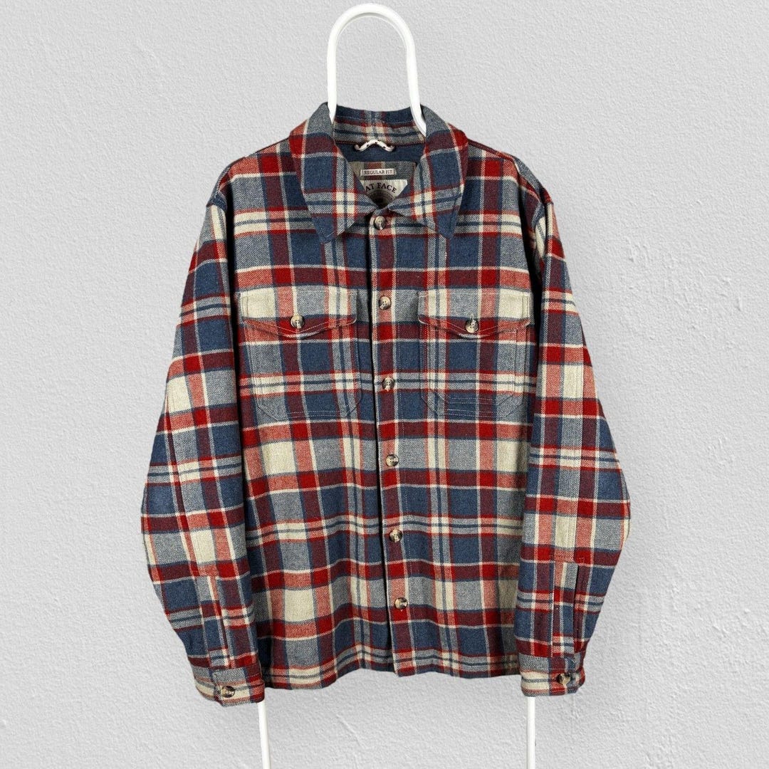 Fat Face Wool Plaid Check Flannel Overshirt Jacket Shacket Mens Large ...