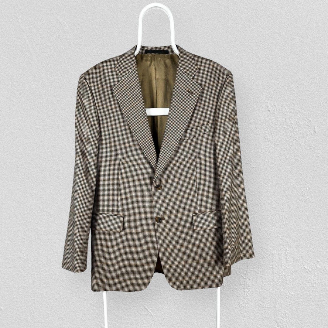 Vintage St Michael Houndstooth Tweed Wool Blazer Jacket 100% Wool Mens ...