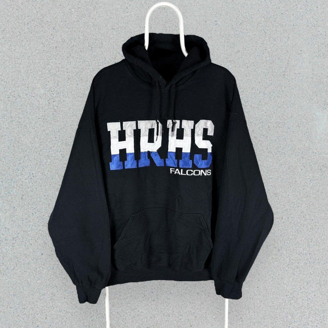 Vintage HRHS Falcons Black Hoodie Embroidered Spell Out Mens XL - Etsy