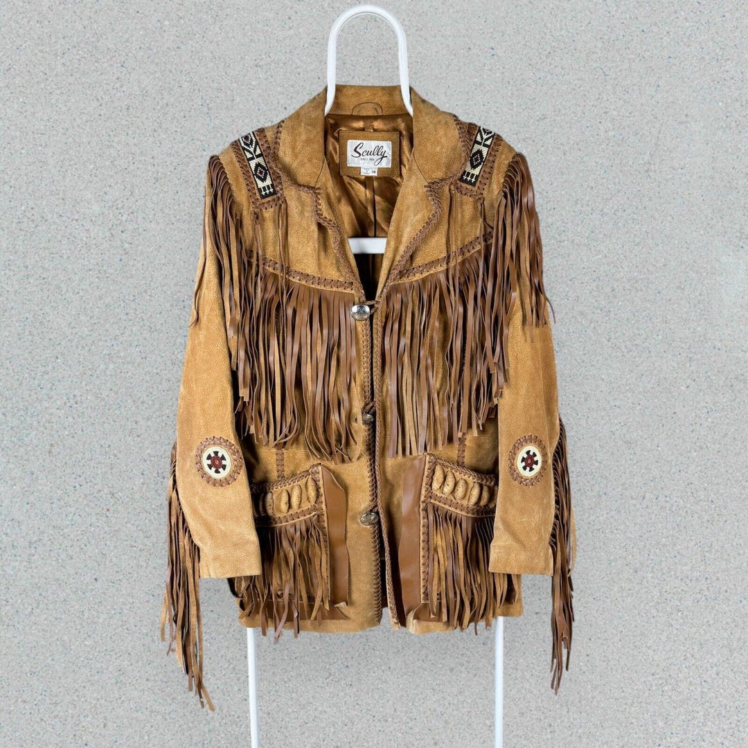 Vintage Scully Leather Jacket Fringe Beaded Western Cowboy Suede Native Mens 38 - Etsy