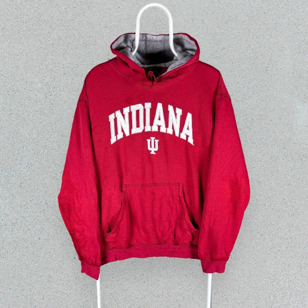 Vintage Champion Indiana University Red Hoodie Embroidered Spell Out ...