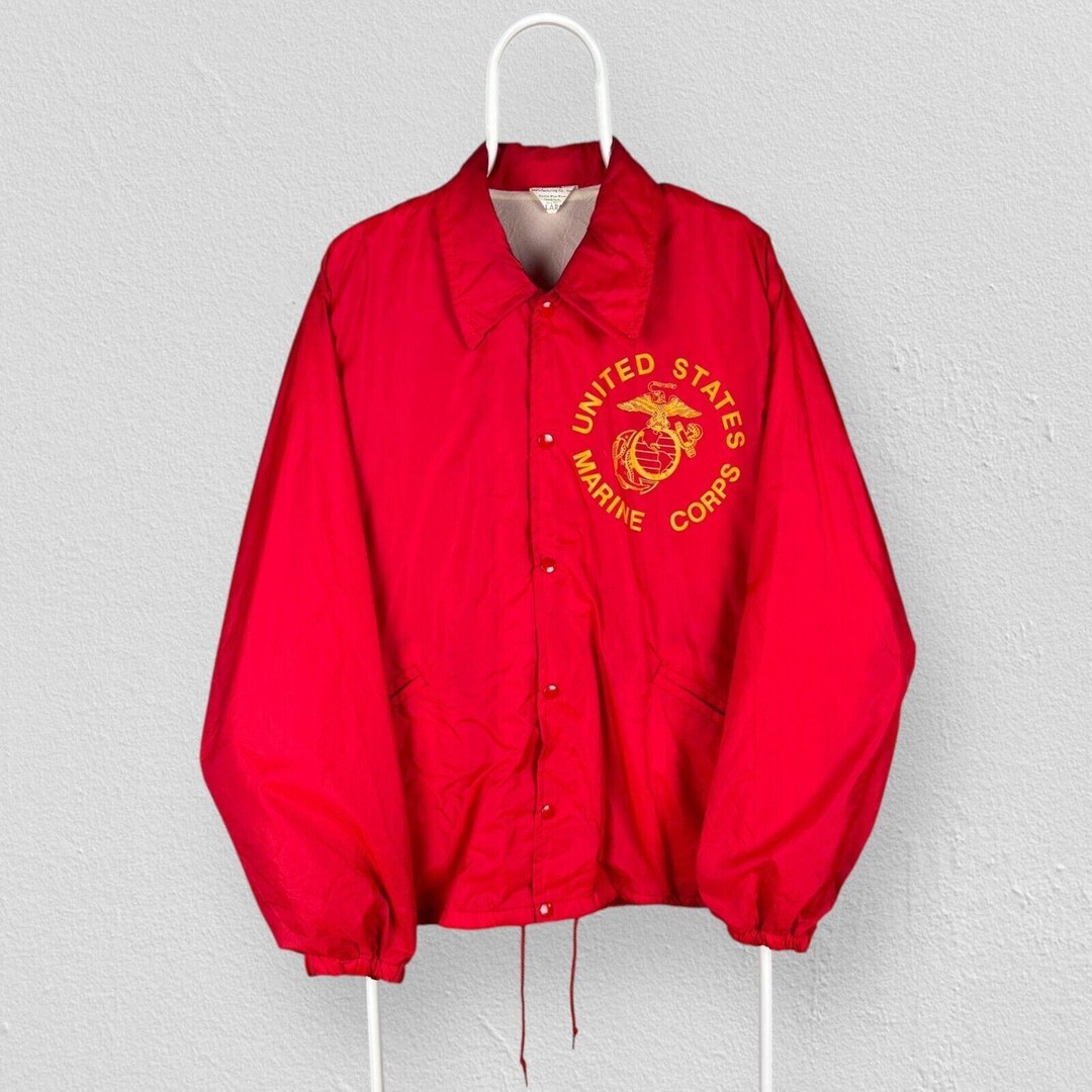 Vintage United States Marine Corps Red Coach Jacket Made in USA USMC ...