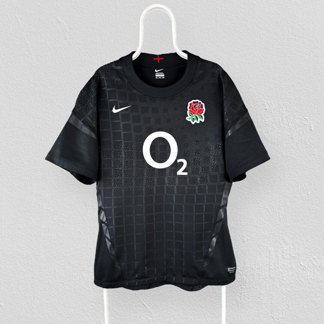 Nike England Rugby Player Issue Jersey Shirt Black 2011-2012 Away Mens ...