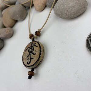 Stickman-hand Carved Pebble Necklace Engraved Sea Stone Rock Pendant ...