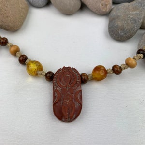 Stickman-hand Carved Pebble Necklace Engraved Sea Stone Rock Pendant ...