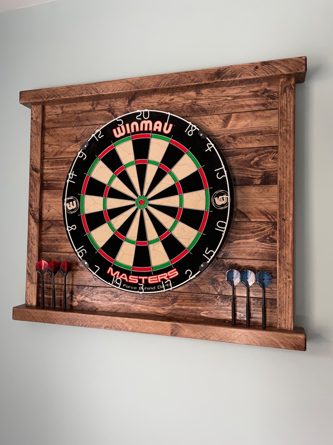Handmade, Solid Wood Rustic Dart Board Surround, Walnut Wax Frame ...