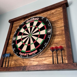 Handmade, Solid Wood Rustic Dart Board Surround, Walnut Wax Frame/ Dark ...