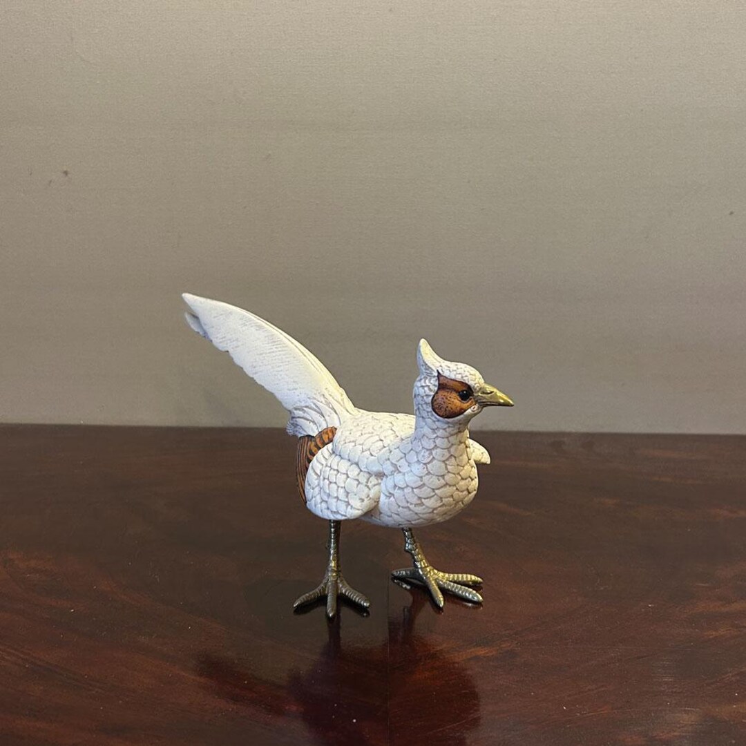 Malevolti - Rare Pheasant Sculpture - Signed Italian Brass, Wood and ...