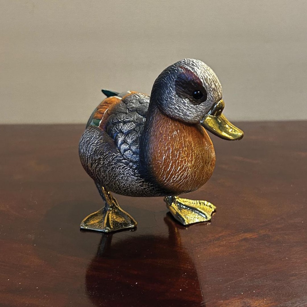 Malevolti - Rare Duck Sculpture - Signed Italian Bronze and Resin ...