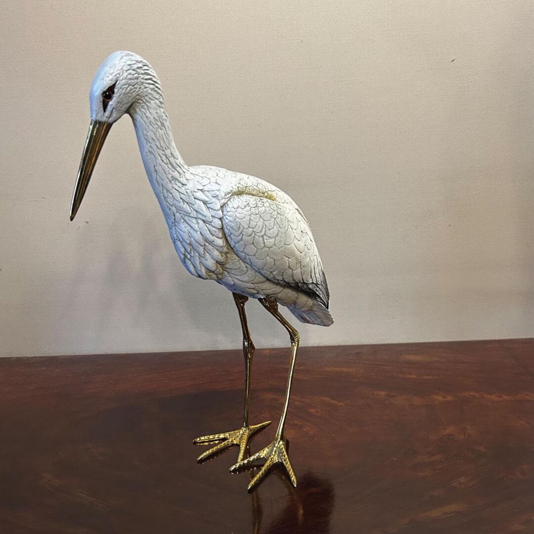 Malevolti - Rare Stork Sculpture - Signed Italian Bronze and Resin ...