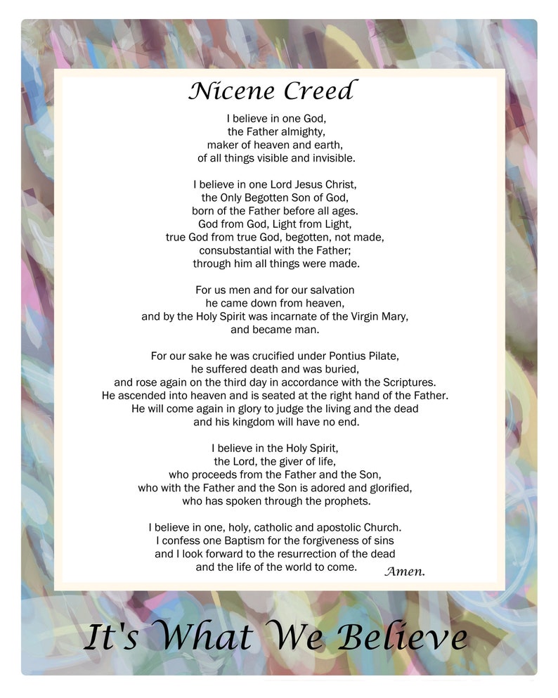 Printable Nicene Creed 16in X 20in Poster With Original Art, A ...