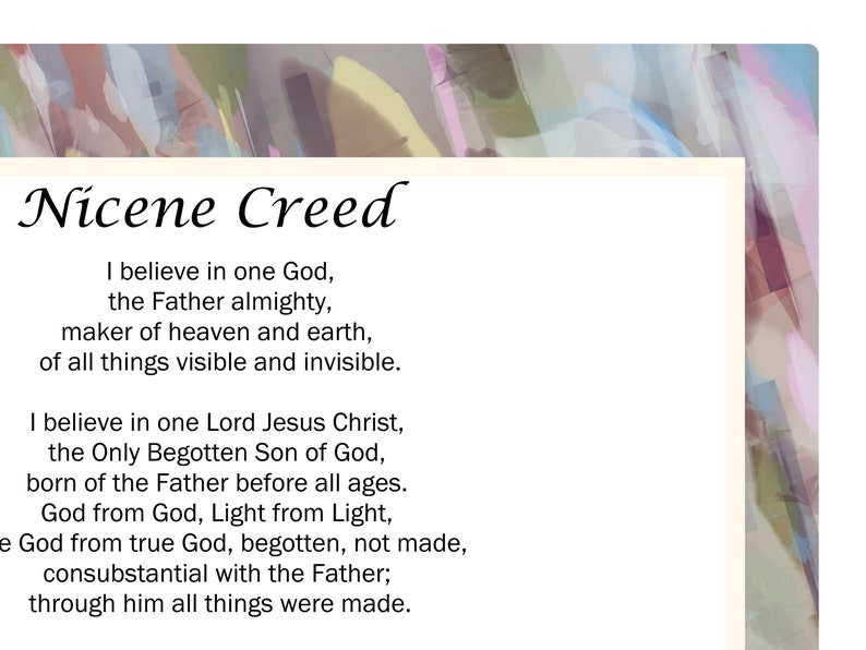 Printable Nicene Creed 16in X 20in Poster With Original Art, A ...