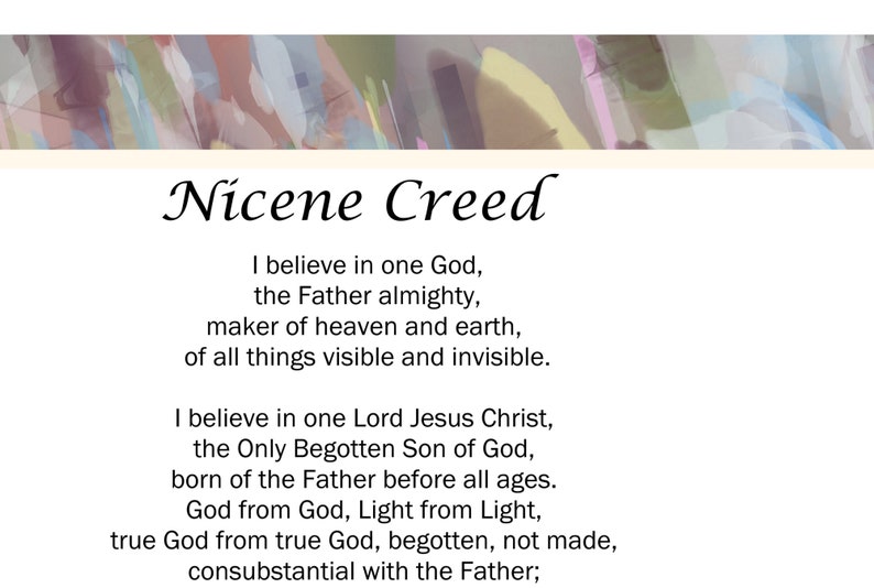 Printable Nicene Creed 16in X 20in Poster With Original Art, A ...