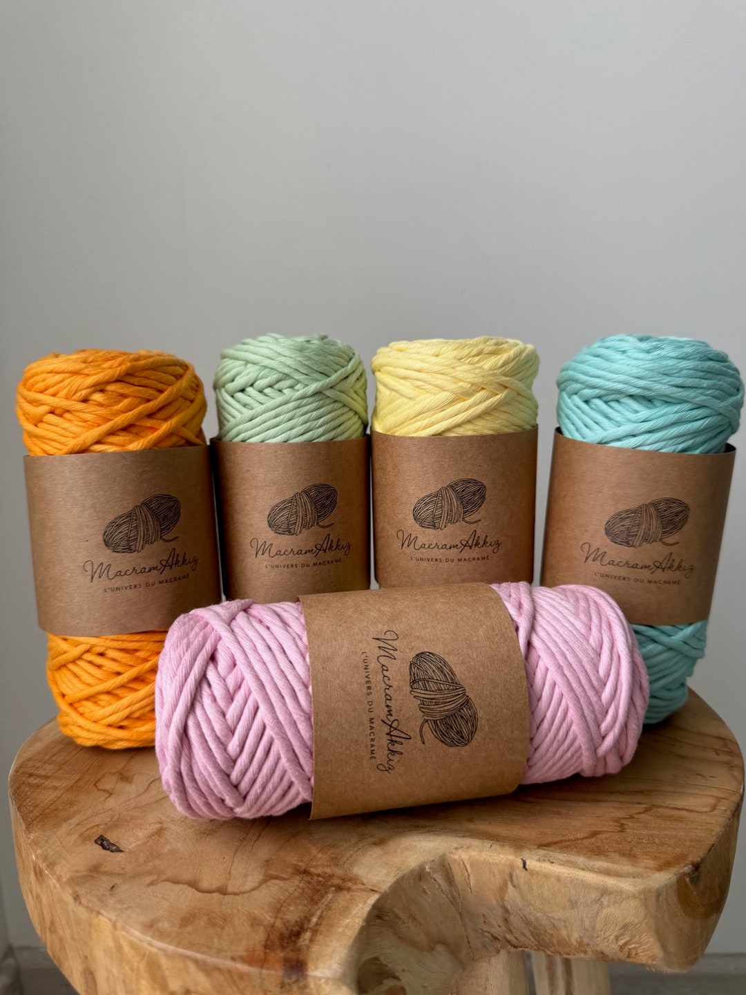 Fil macramé 3mm,Coton Peigné doux, Couleur d’été pour macramé, Corde ...