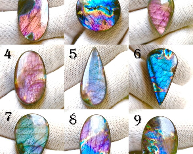 Natural Multi Purple Labradorite Cabochon Lot – High-grade, Hand ...