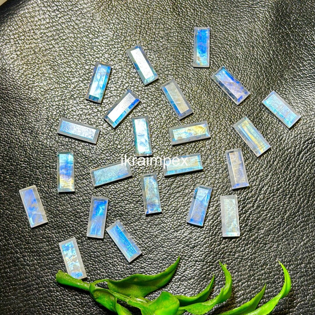 AAA+ Grade ~ Rainbow Moonstone Step Cut Rectangle Shape Loose Gemstone ...