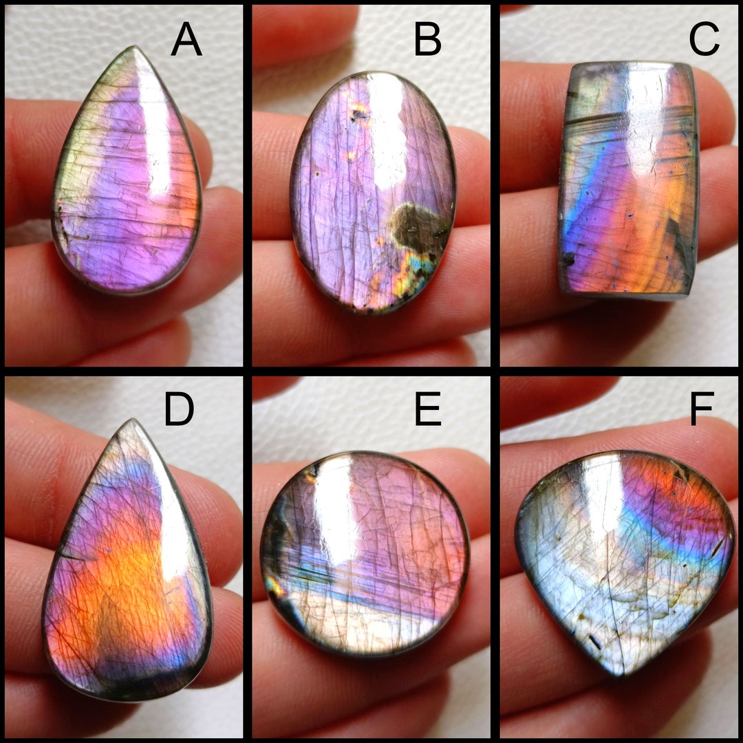 AA+ Super Flashy Multi Purple Labradorite Cabochon, High Hand Polished ...