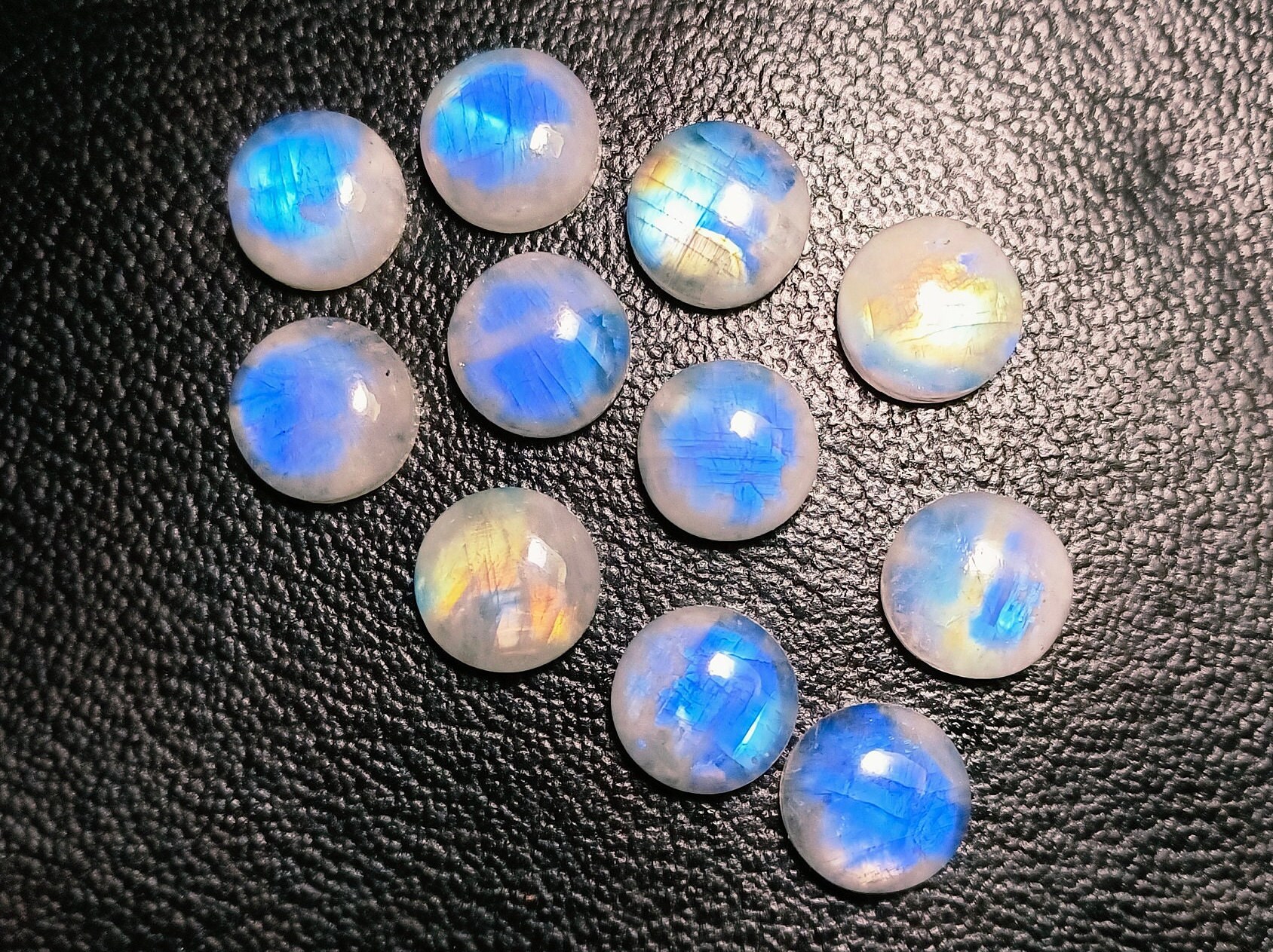 AAA Blue Fire Moonstone Round Shape Cabochon High Hand Polished Back ...