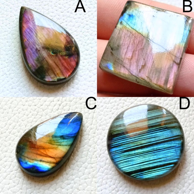 AAA+ Quality Purple & Blue Fire Flashy Labradorite Cabochon Loose ...