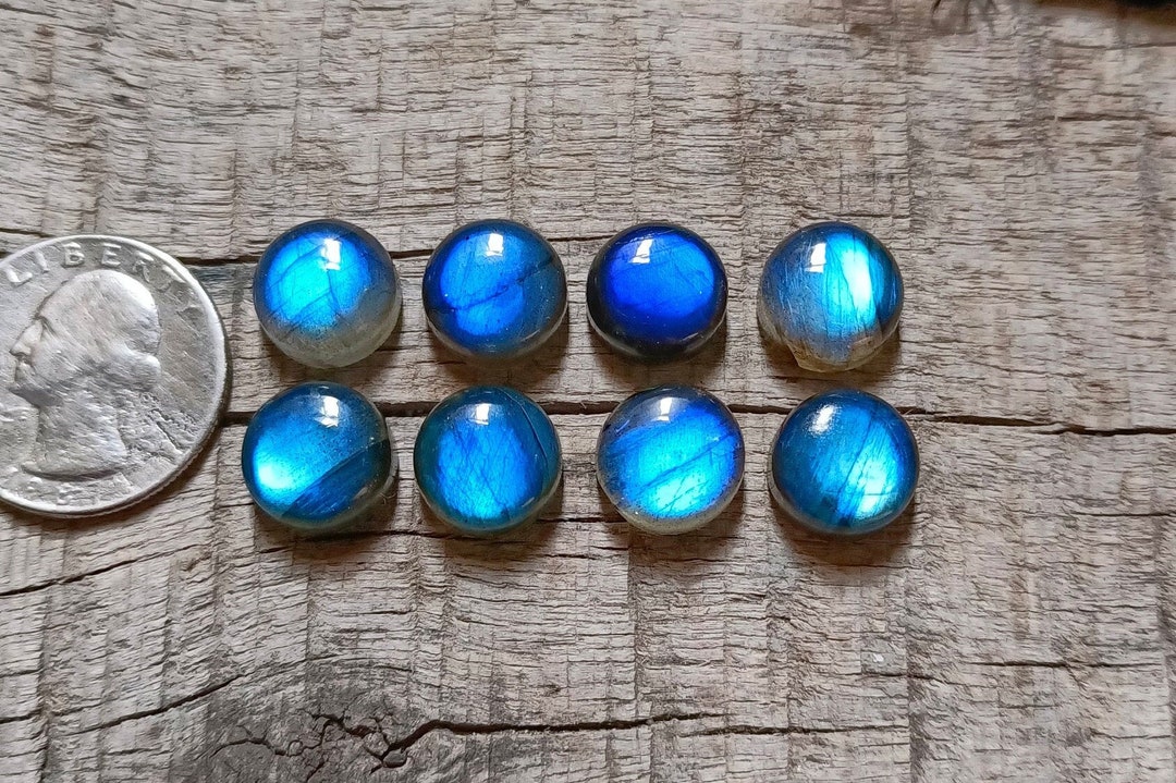 AMAZING ~ Natural Blue Flashy Labradorite Cabochon Gemstone, Back Flat ...