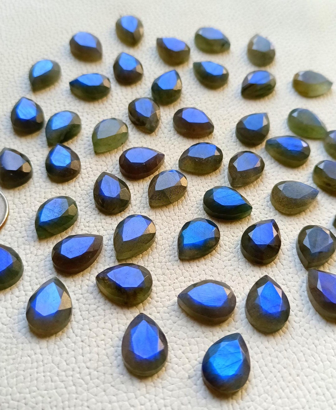 AAA+GRADE Natural Blue Labradorite Faceted Cut Stone Cabochons Blue ...