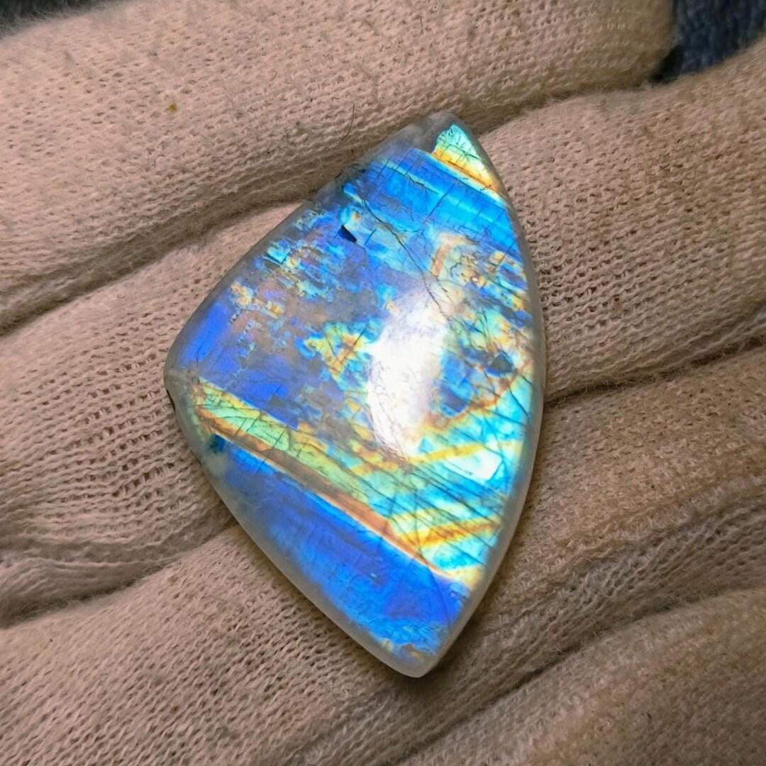 Glamorous ~ Blue Flashy Rainbow Moonstone Fancy Shape Cabochon Size ...