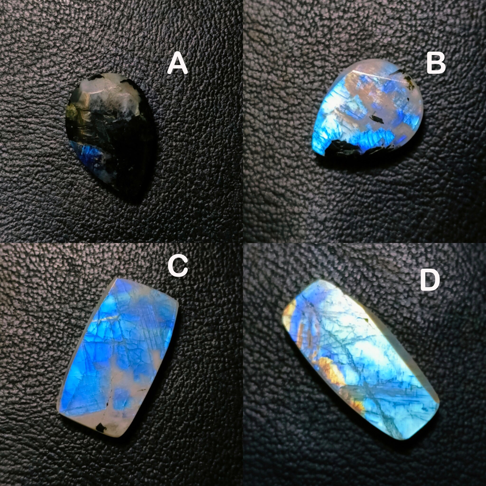 Incredible Blue Fire Rainbow Moonstone Cabochon . Hand Made Mix Shape ...