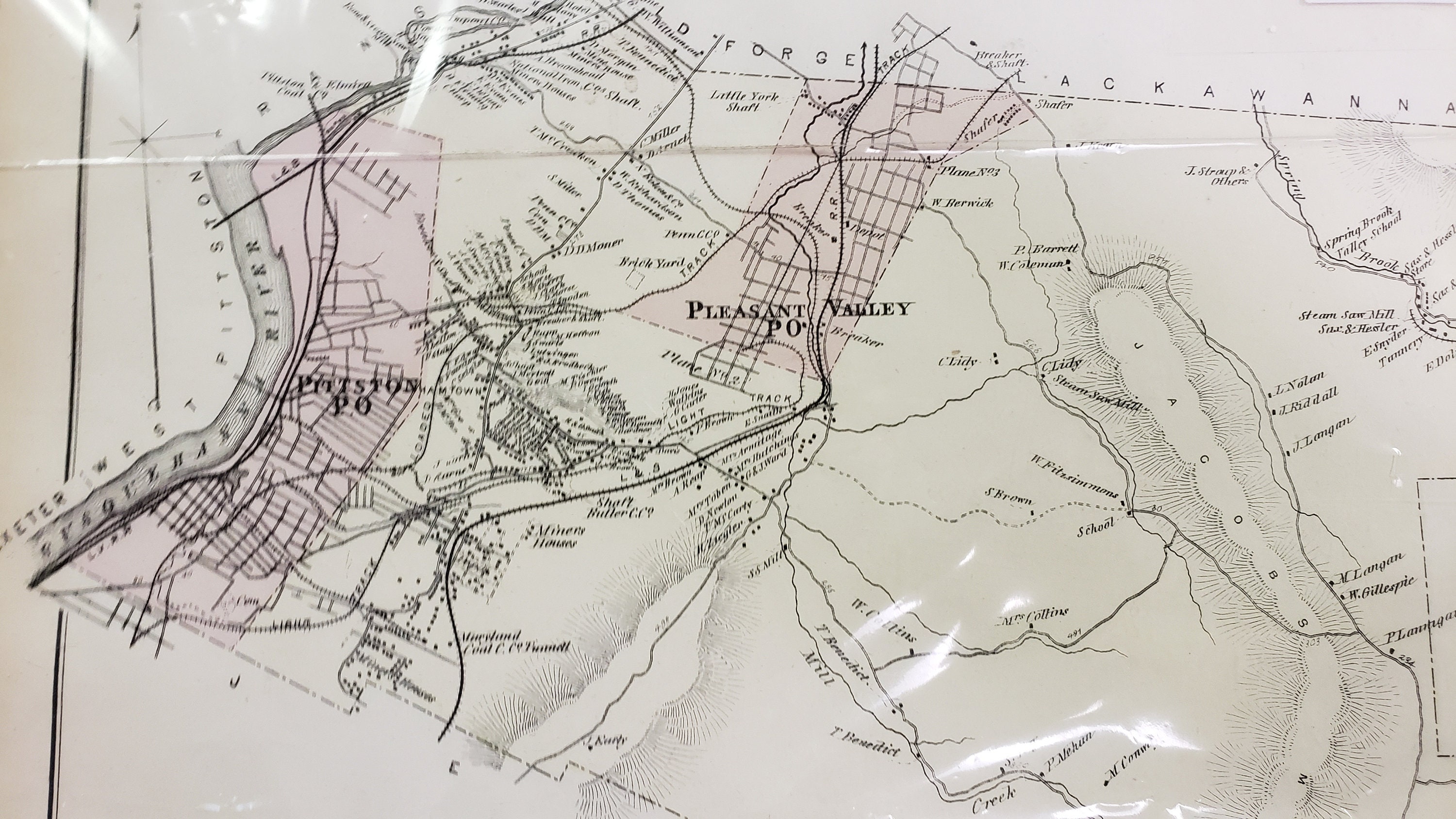 Original Antique 1873 Map of Pittston PA - Etsy
