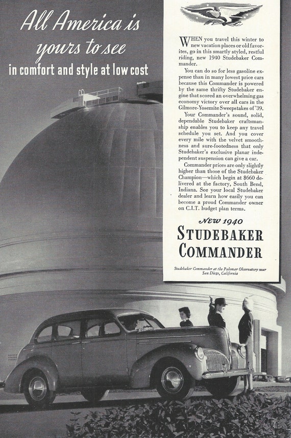 Vintage 1940 Studebaker Commander Original Print Advertisement | Etsy