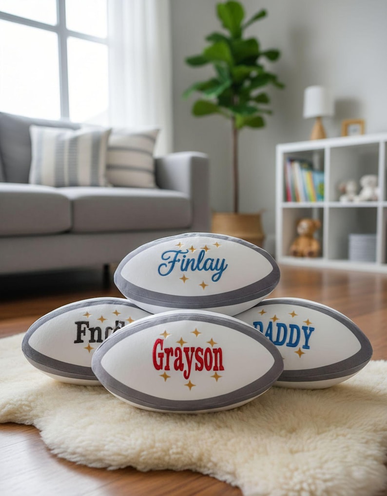 Personalised Plush Rugby Ball With Stars | Custom Name Gift | Rugby ...
