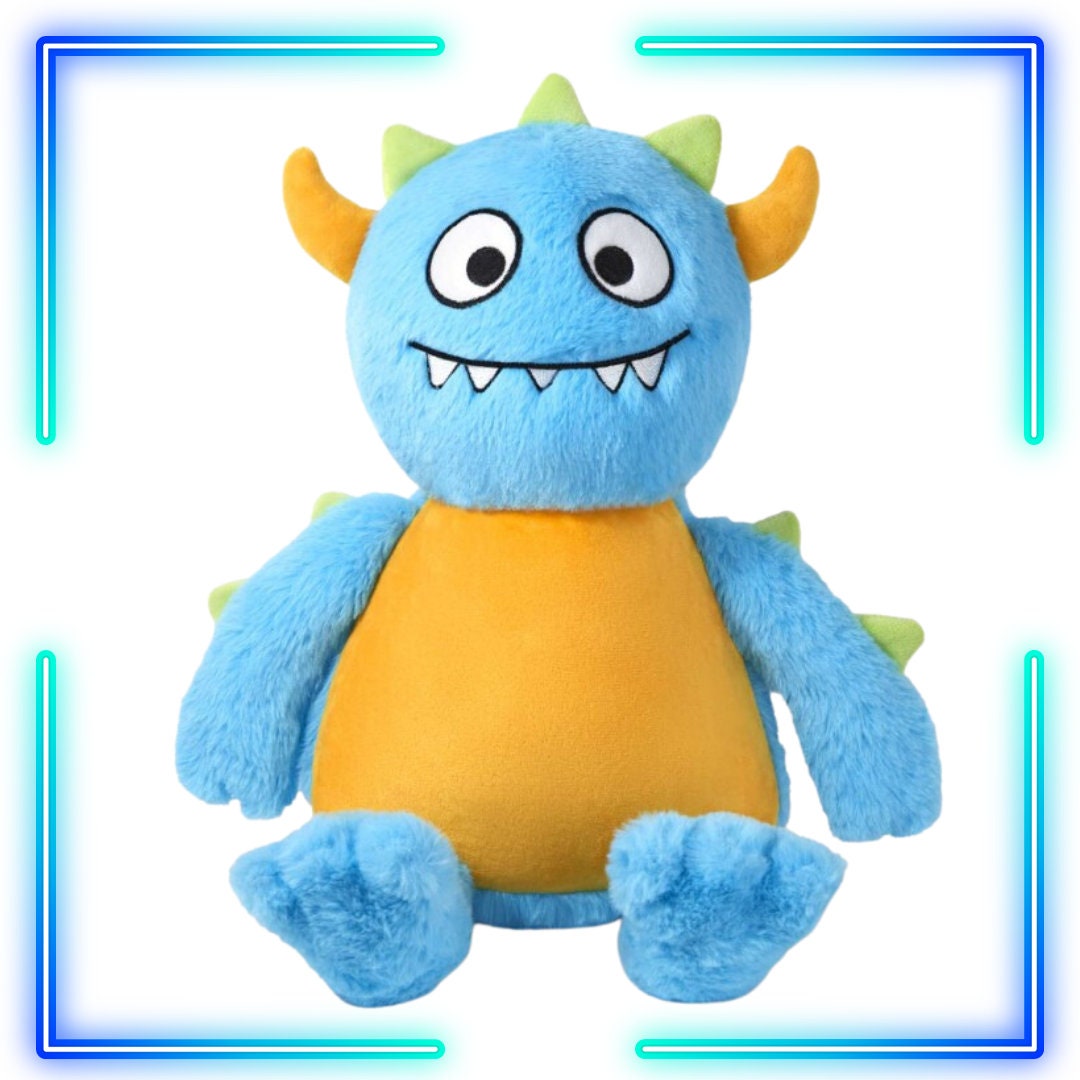 Embroidered Plush Blue Monster | Personalised Plush Toy Monster ...