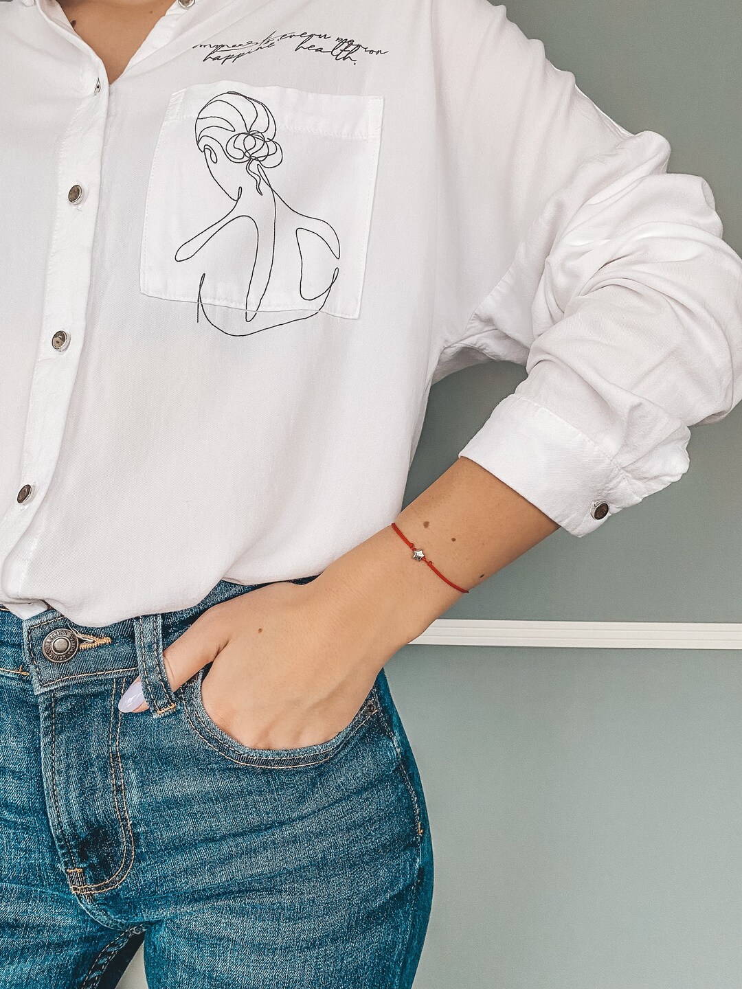 Red String of Fate With Silver Star Protection Bracelet - Make a Wish ...