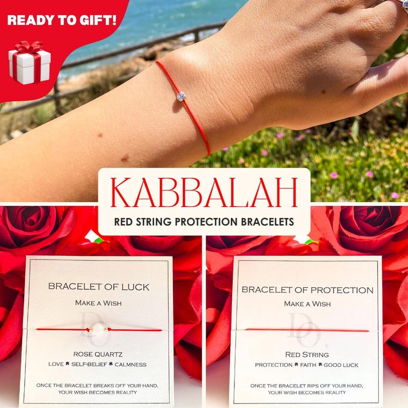 Kabbalah Red String Bracelet: Adjustable Protection Bracelet With Gift ...