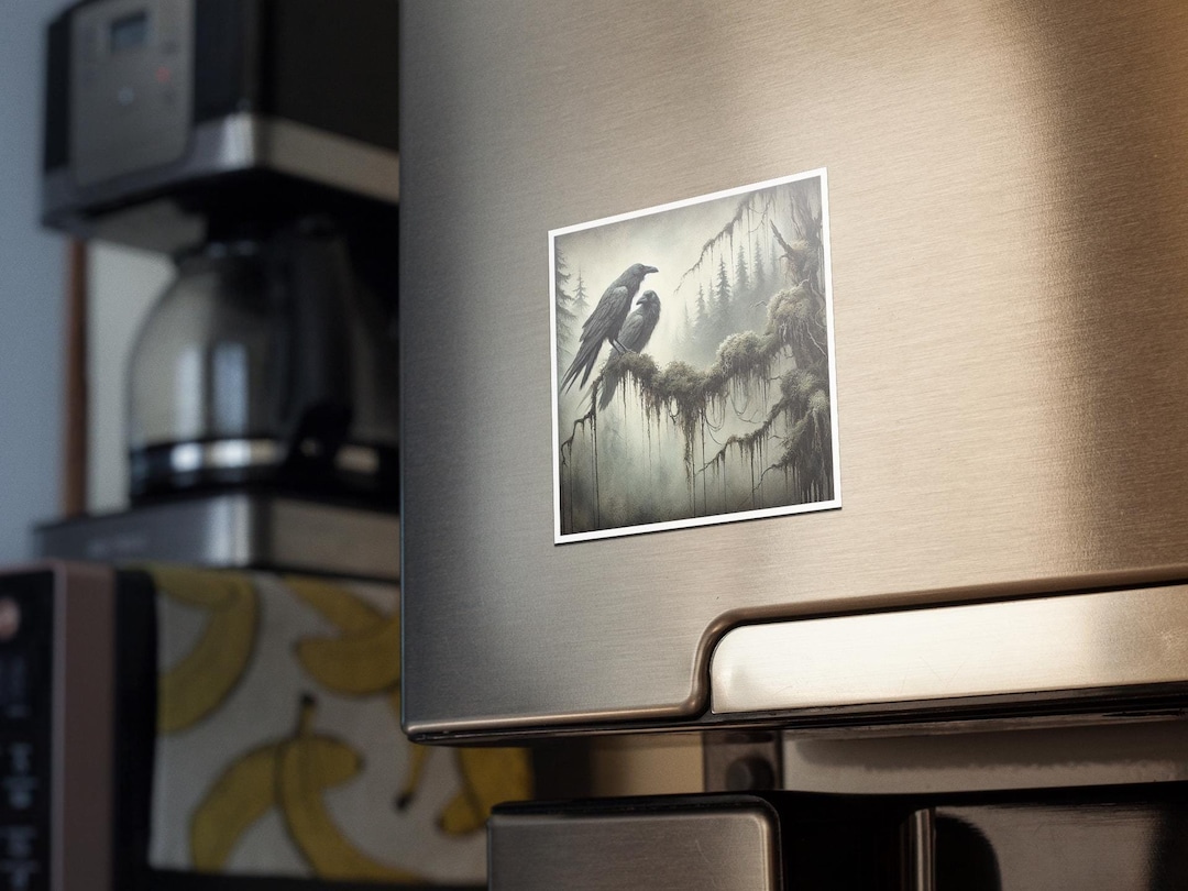 Crow Magnet - Gothic Forest Scene With Crows on Mossy Branch, Ravens in ...