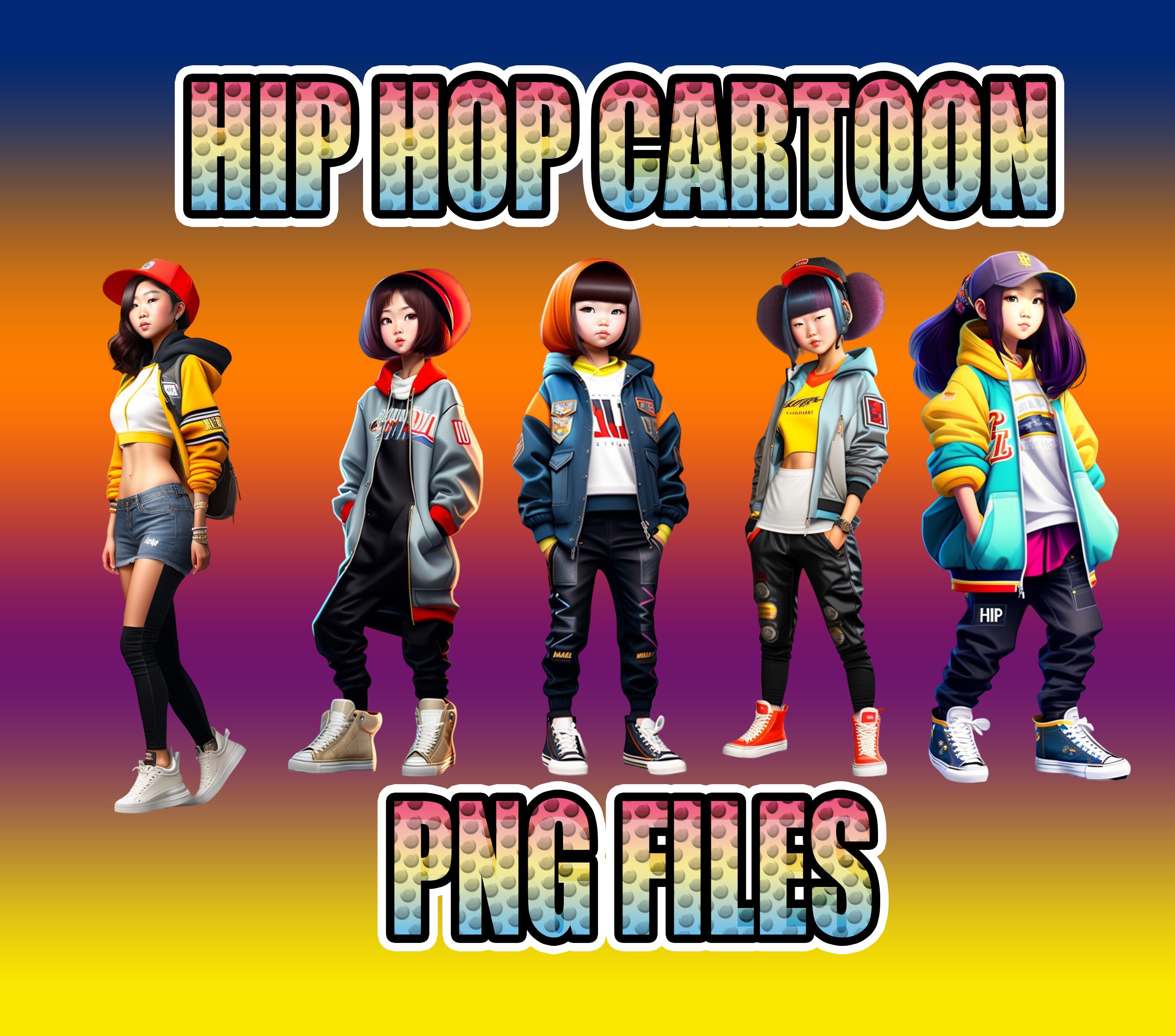 Hip Hop Asian Female Cartoon Pack - Etsy