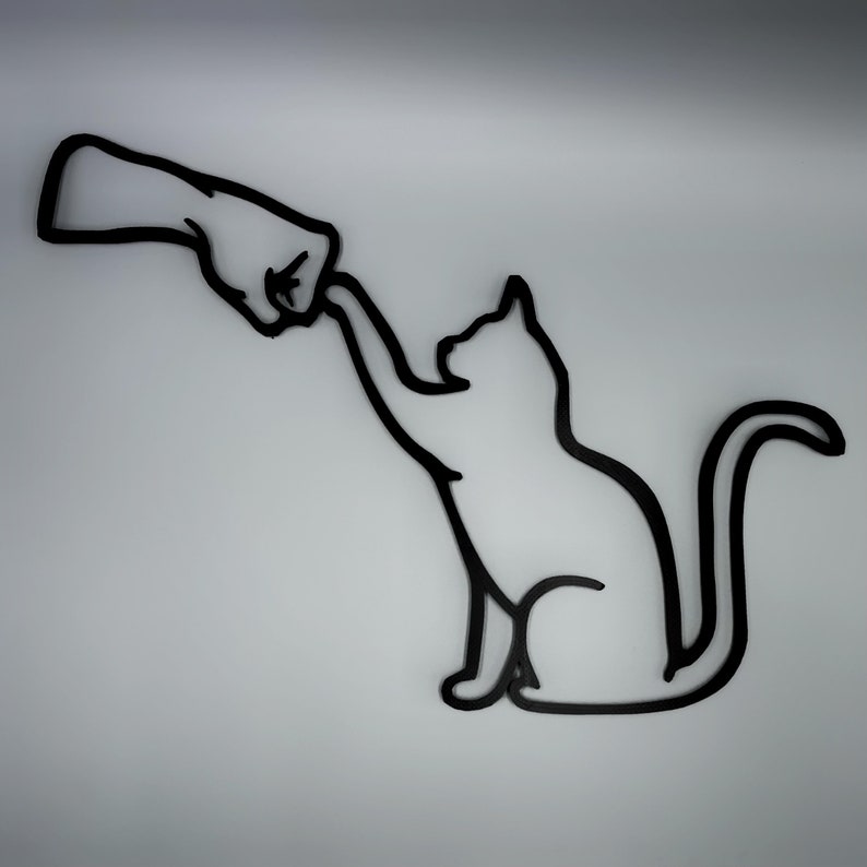 Cat Fist Bump High Five | One Line Drawing Art | Polymer or Wood Model ...