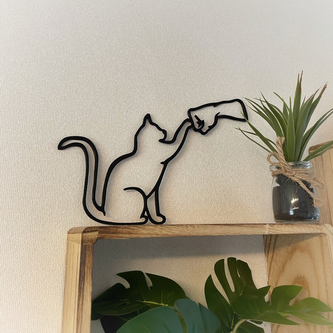 Cat Fist Bump High Five One Line Drawing Art Polymer or - Etsy