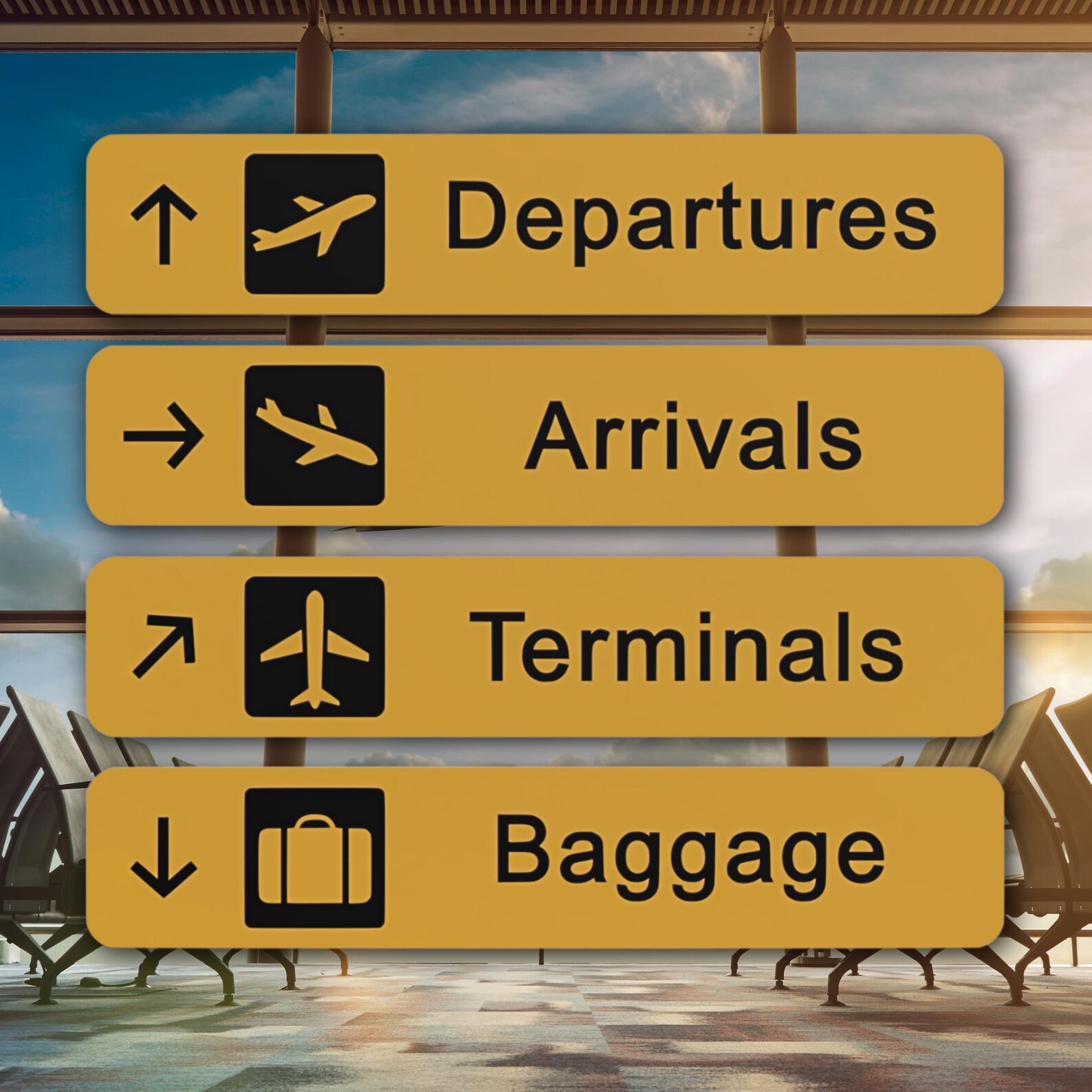 3D Printed Airport Sign – Departures, Arrivals, Baggage, Terminal ...