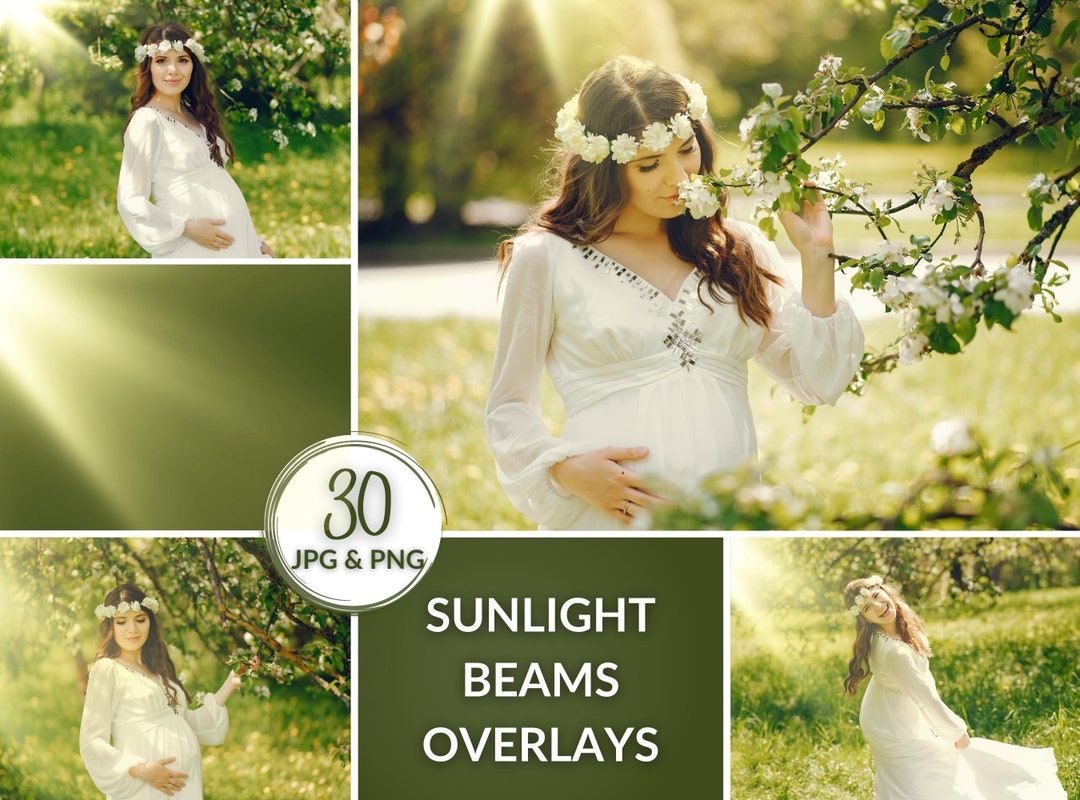 30 Sunlight Beams Overlays, Photoshop Lens Flare Digital Textures for ...