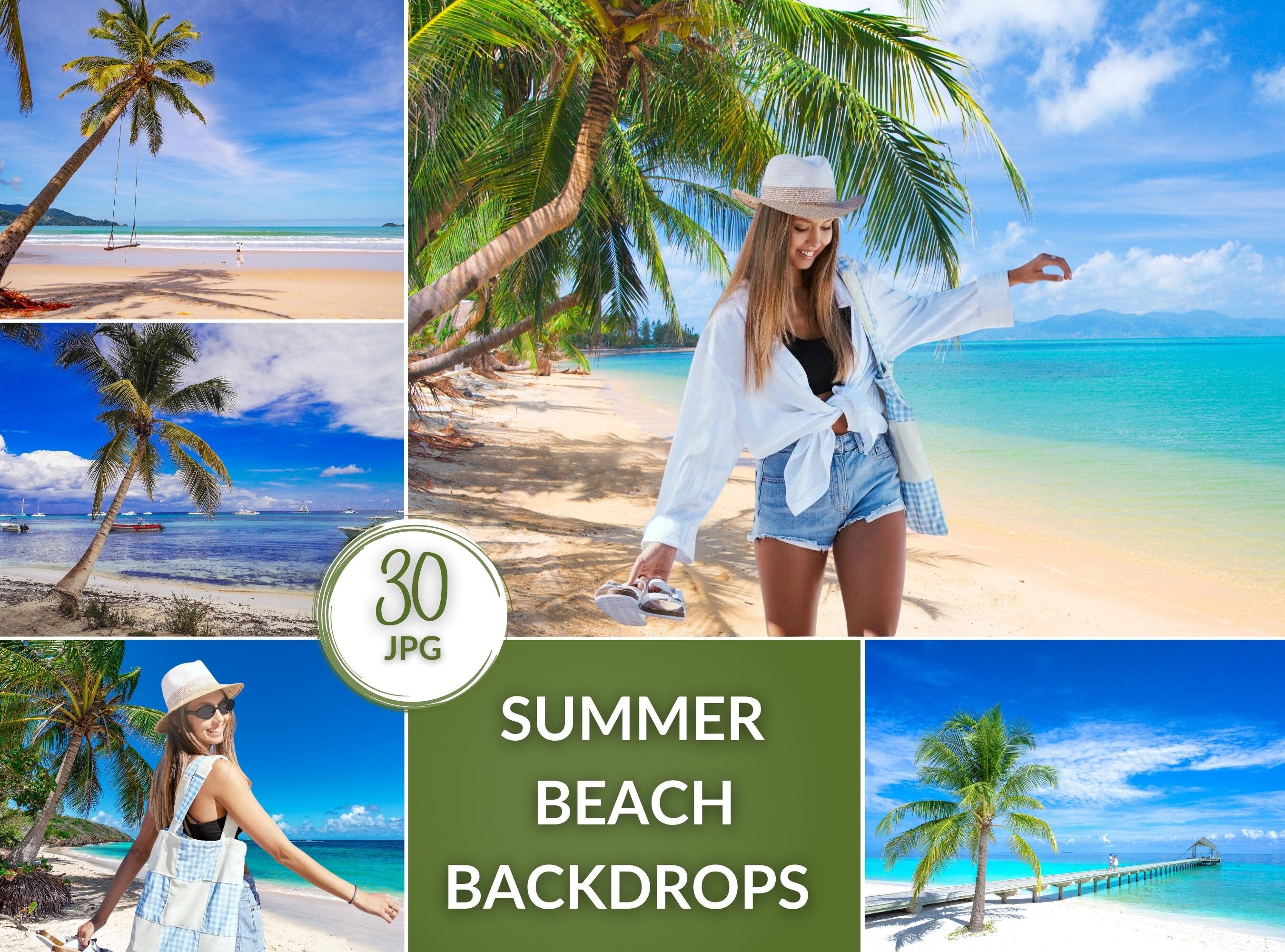 Summer Beach Backdrops, Summer Palm Tree Backdrops, Summer Background ...