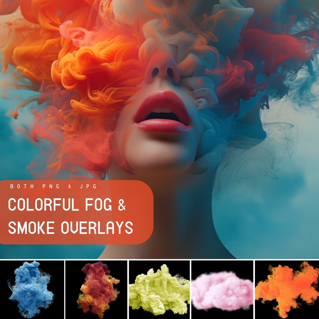25 Colored Smoke Overlays, Smoke Bomb Overlays, Digital Texture for ...